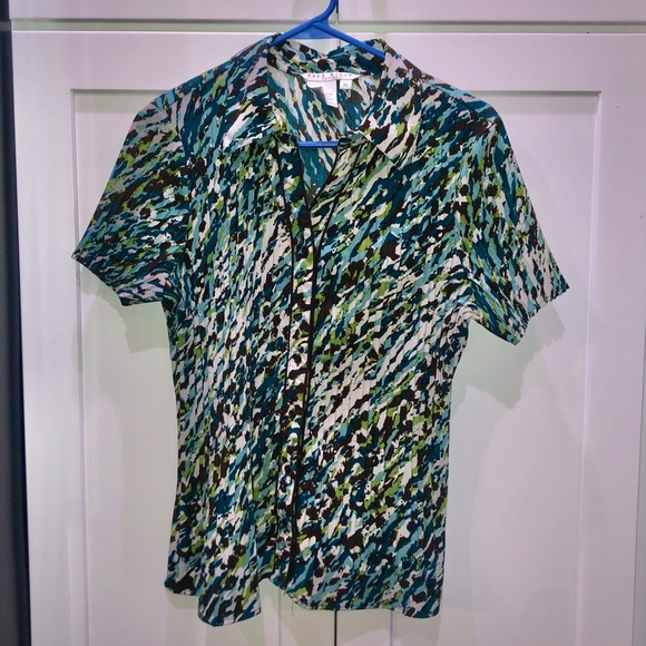 Fred David | Tops | Fred David Multicolor Button Down Blouse | Poshmark